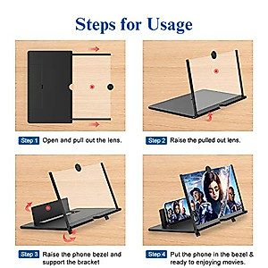 14" Screen Magnifier for Cell Phone -Fanlory 3D HD Magnifying Projector Screen Enlarger for Movies, Videos and Gaming – Foldable Phone Stand with Screen Amplifier–Compatible with All Smartphones