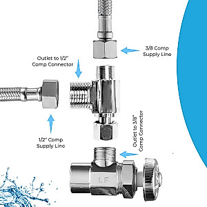 GenieBidet 3/8 X 3/8 X 1/2 Inch T-Connector for Bidet | Connect to 3/8 Water Supply at the wall Instead of 7/8 Toilet Tank Inlet | This Bidet T Connector uses 1/2 Water Supply to the Bidet