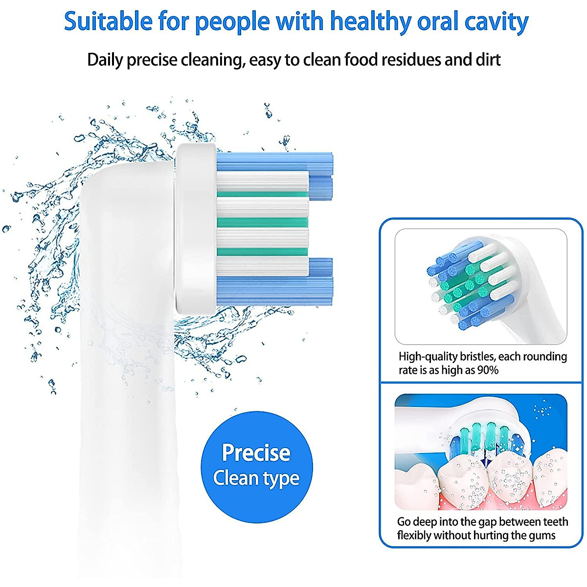 Replacement Toothbrush Heads for Braun, 8 Pack Clean Electric Brush Heads Compatible with Most Electric Toothbrush, Refill for 7000/Pro 1000/9600/ 5000/3000/ 8000 and More.