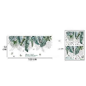 SENGTER Tropical Leaves Wall Decals Removable Jungle Green Palms Tree Plant Wall Stickers for Living Room Kids Room Bedroom Playroom Decor