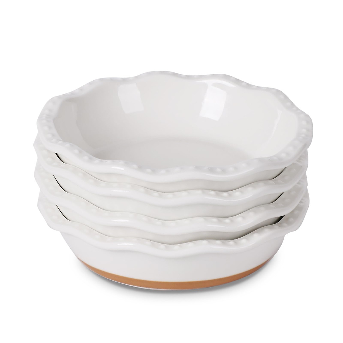 GDCZ Ceramic Mini Pie Pan Set of 4, Pie Dish Pie Plate for Baking, Individual Stackable Pie Tins, Multifunctional Pot Pie Pans for Quiches, Tarts, Pot Pies,Sauces and More,5.5 Inch 8OZ