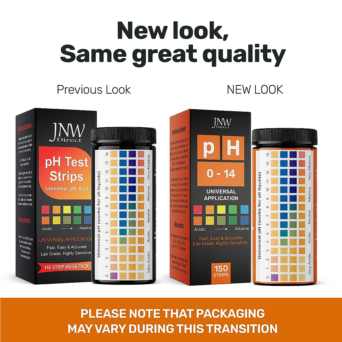 Universal pH Test Strips (0-14) - pH Tester Strips Kit with e-Book - 150 Quick and Easy pH Testing Strips - Ultimate pH Balance Test Strips Kit - 150 Strips by JNW Direct