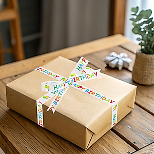 Happy Birthday Ribbon Roll for Gift Wrapping Crafts, 15 mm x 30 ft