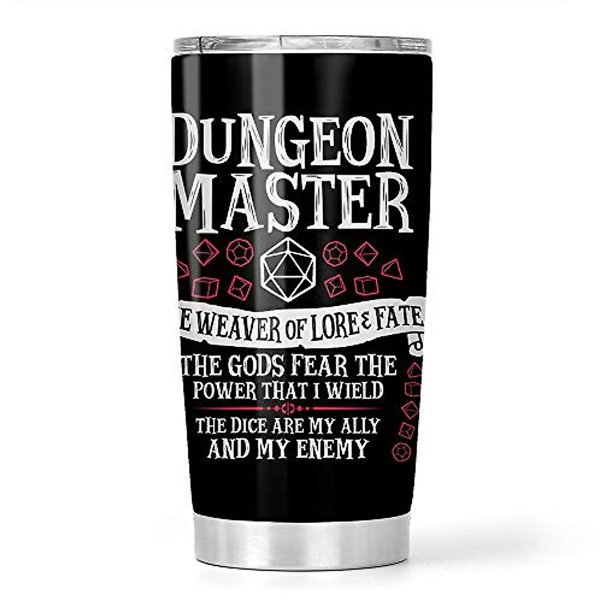 Dungeon Master The Weaver Of Lore & Fate Dungeons & Dragons White Text Stainless Steel Tumbler 20oz Travel Mug