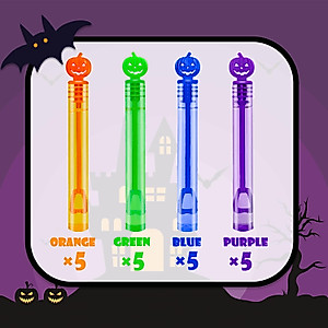 Kannove Halloween Mini Pumpkin Bubble Wands Toys Gifts for Kids 20 Pack,Small Halloween Basket Goodie Bag Stuffer Fillers Party Favors Prizes for Toddlers,Halloween Trick or Treat Toys for Boys Girls