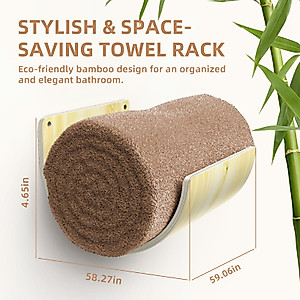 White Wood Towel Racks for Bathroom - Set of 4 Wall Towel Racks Versatile Hanging Towel Organizer Wood Towel Holder for Rolled Towels Spa Blanket Yoga Mat – Easy Installation Eco-Friendly