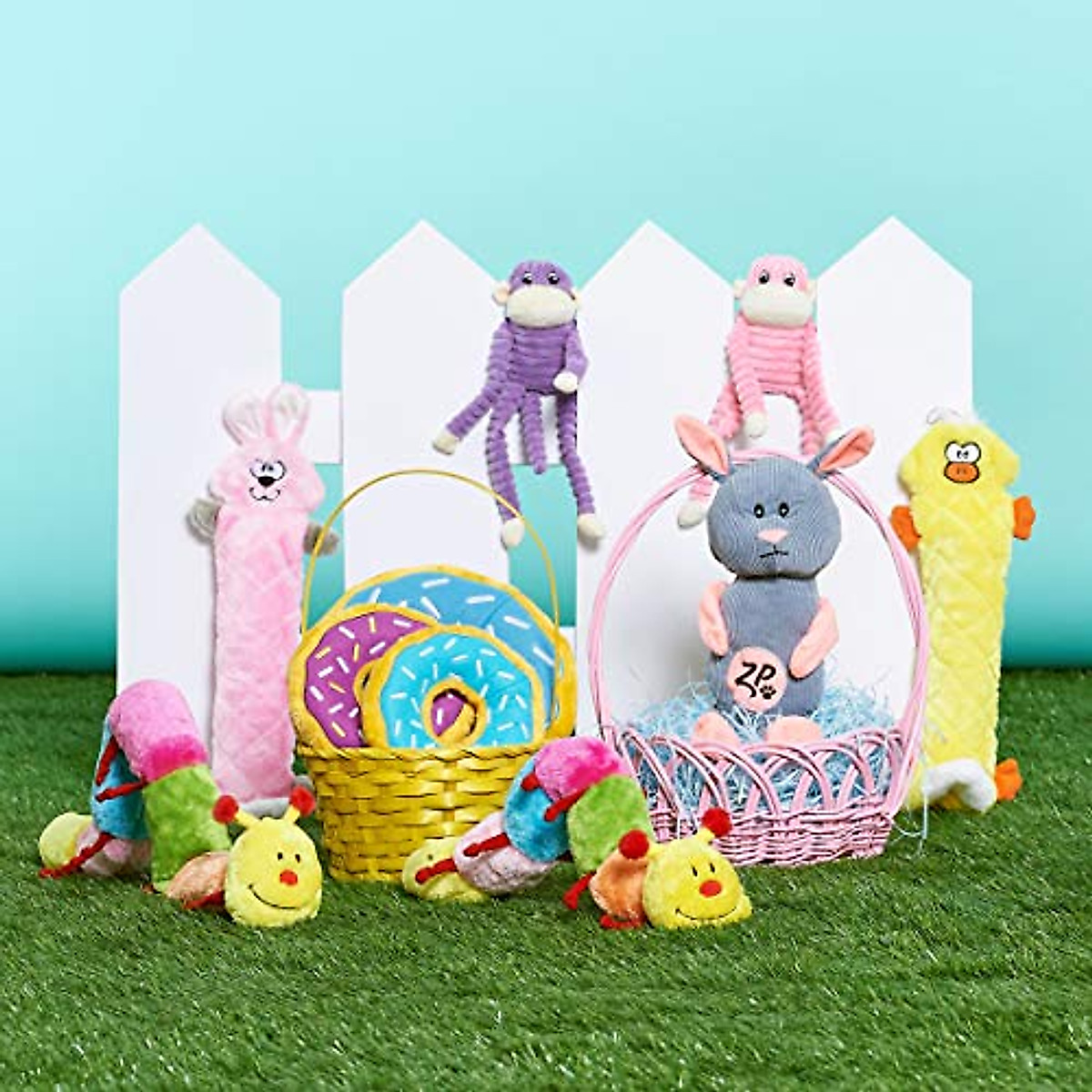 ZippyPaws - Spencer The Crinkle Monkey Dog Toy, Squeaker and Crinkle Plush Toy - Purple, Small