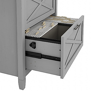 Bush Furniture Key West 48W Writing Desk with 2 Drawer Lateral File Cabinet and 5 Shelf Bookcase in Cape Cod Gray