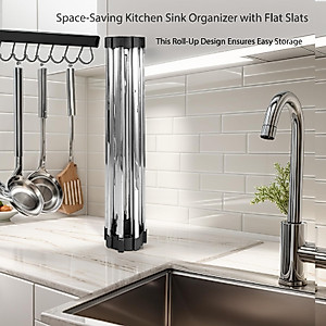 Roll Up Dish Drying Rack Over Sink Over The Sink Dish Drying Rack Kitchen Dish Drainer, Folding Dish Rack for Kitchen Sink Counter Stainless Steel Rectangular Tubing Mat Foldable Dish Dryer Racks