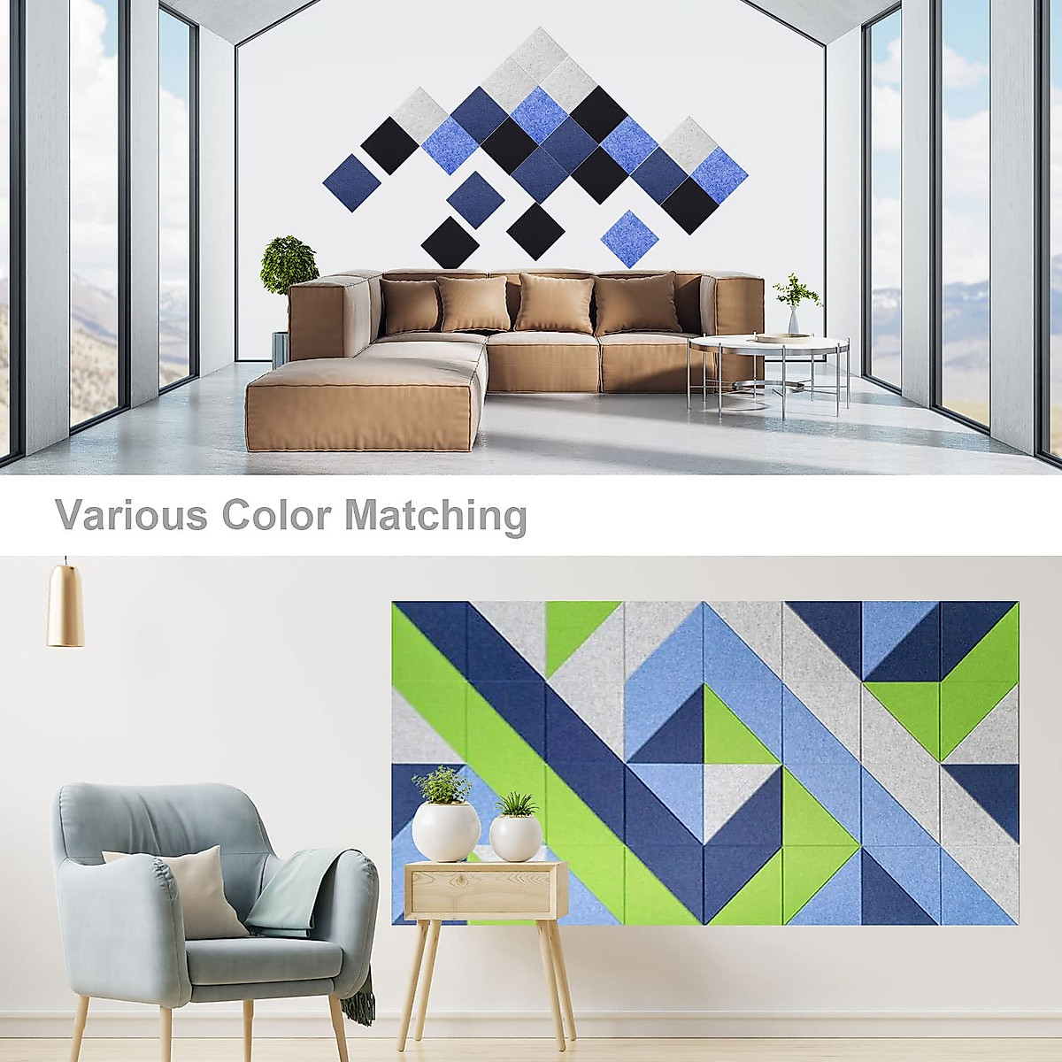 JBER Professional Acoustic Foam Panels, Sound Proof Padding Soundproofing Absorption Panel, 12" x 12" x 0.4" High Density Beveled Edge Wall Tiles for Acoustic Treatment,(12P Dark Blue)