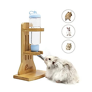 Rubor Hamster Water Bottle with Stand Small Animal Water Bottle Holder with 125ml Hanging Water Auto Dispenser for Syrian Rabbit Dwarf Gerbils Mice Rats Degus Small Pet Rodents (Bule)