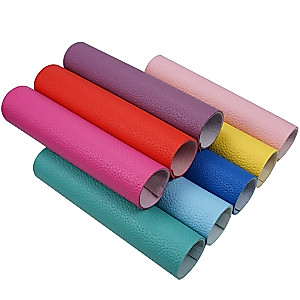 LITCHI 8 Pieces 8x12 Inch Bright Color Litchi Grain Texture Faux Leather Sheets Including 8 Color Leather Sheets for Leather Bows and Earrings Making LiZhiWen-8PcsA4Bright