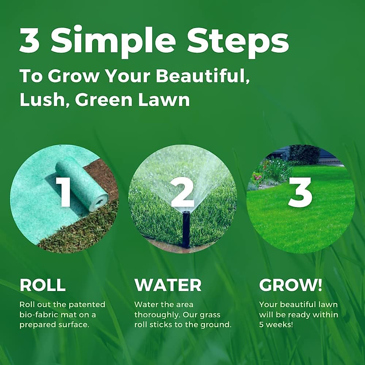 Growtrax Biodegradable Grass Seed Mat - 100 sqft Year Round Green - Grass Seed and for Lawns, Dog Patches & Shade - Just Roll, Water & Grow - No Fake or Artificial Grass