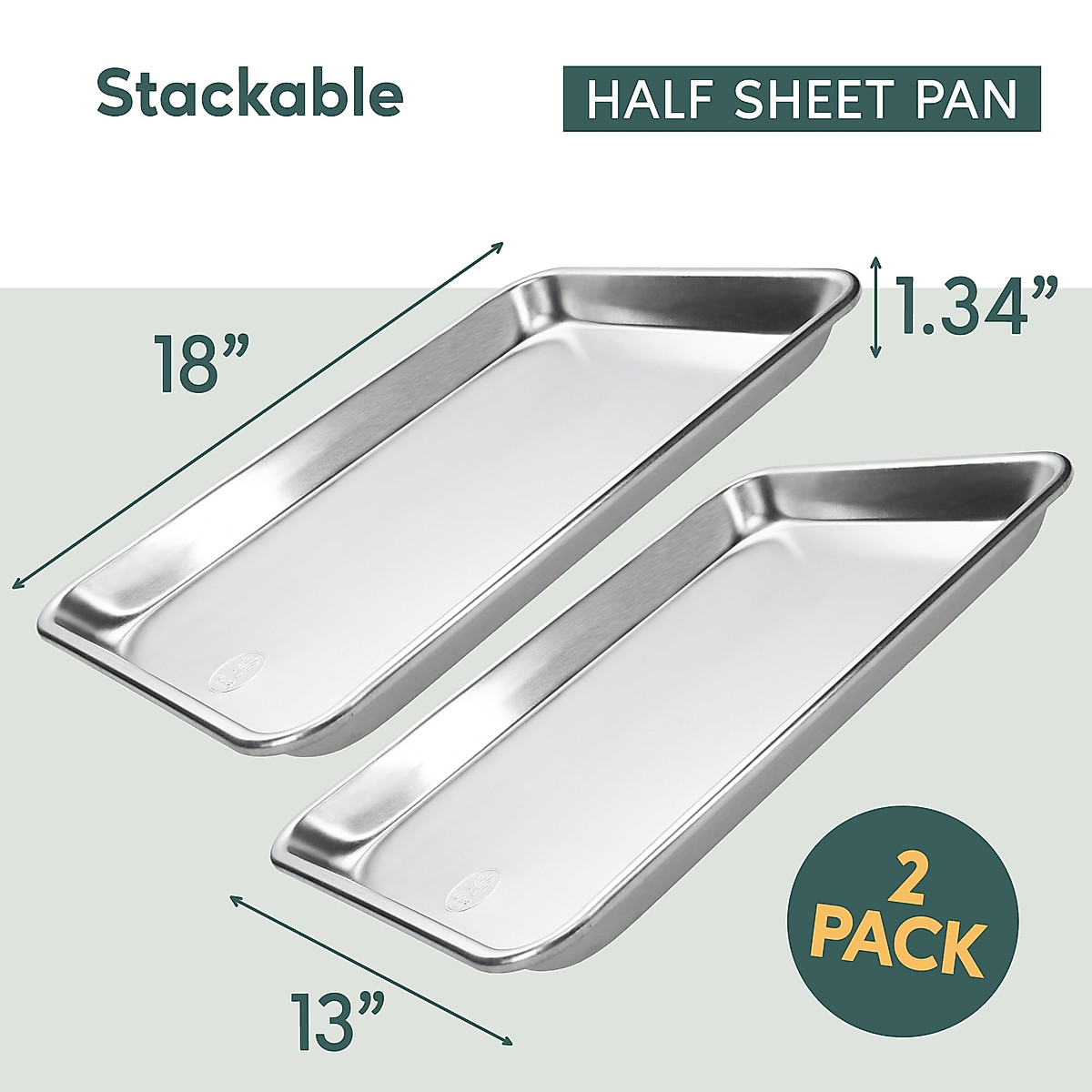 Ultra Cuisine Baking Sheet Pan Set of 2- Professional Bakeware for Roasting, Cooking & More - Food Safe, Warp Resistant, Bake Trays for Oven - Rimmed Half Cookie Sheets for Baking (Aluminum 18 x13")