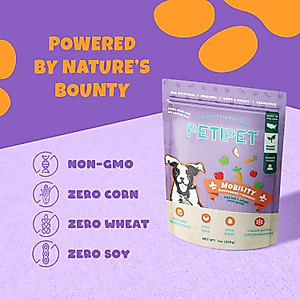 Petipet Hip and Joint Supplement for Dogs - Glucosamine and Tumeric Treats - Anti-Inflammatory Chews for Joint Health Support, Arthritis, Pain Relief - For Large and Small Breeds, Senior Dogs, Puppies