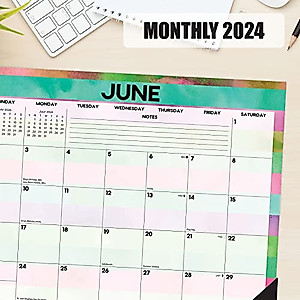 Willow Creek Press Watercolor Stripes Monthly 2024 Deskpad Calendar (22" x 17")