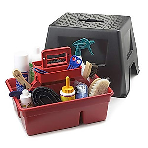 LITTLE GIANT Stable Storage Box and Stool DuraTote Stool and Tote Box with Carrying Handle (Red) (Item No. DTSSRED)