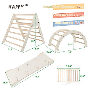 FOOWIN Pikler Triangle Set Climber 8 in 1，Toddler Climbing Toys with Ramp & Arch & Mat Montessori Climbing Set，Wooden Climbing Toys with Ramp for Kids