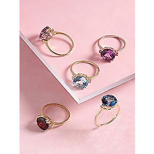 YoTreasure 3.10 Ct Green Amethyst Solid 14k Yellow Gold Ring Jewelry