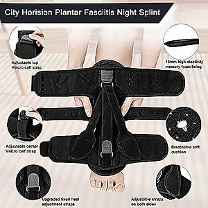 City Horision 2 Pack Plantar Fasciitis Night Splint, Upgrade 3 Adjustable Straps Plantar Fasciitis Relief Night Splint for Women & Men,Foot Brace Achilles Tendonitis and Foot Drop Relief for Plantar Fasciitis Relief,