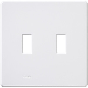 Lutron Fassada 2 Gang Wallplate for Toggle-Style Dimmers and Switches, FG-2-WH, White (1-Pack)