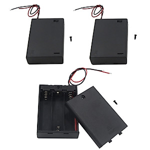LAMPVPATH 3Pcs 3 AA Battery Holder with Switch, 4.5V Battery Holder with Switch, 3X 1.5V AA Battery Holder Case with Wire Leads and ON/Off Switch(3 Pack)