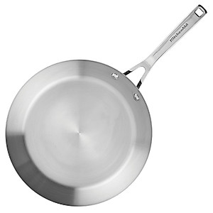 KitchenAid 3-Ply Base Stainless Steel Cookware Pots and Pans Set, 10 Piece, Brushed Stainless