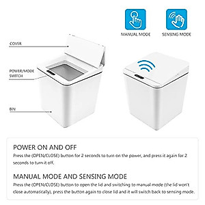FEBHBRQ Touchless Mini Countertop Trash Can, Automatic Small Garbage Can for Office Desktop/Bedside Table/Coffee Bar/Bathroom Vanity, Cute Sensor/Electric Wastebasket with Lid for Kids, White-1.5 Gal