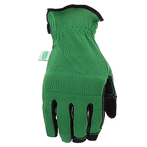 Scotts unisex adult High Dexterity Synthetic Leather Garden Yard Work Gloves, Green, Large US