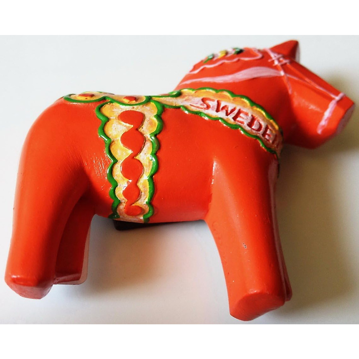 WitnyStore Tiny Red Dalecarlian Horse Swedish Traditional carved Dala Horses Sweden Scandinavia Northern Europe Tourist Attraction Resin Refrigerator Magnet Traveler Souvenir Memento 3D Fridge Magnets
