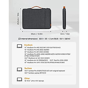 Inateck 13-13.5 Inch 360 Protective Laptop Sleeve Carrying Case Bag Compatible with 13 Inch MacBook Air/Pro M2/M1 2022-2012, 14 Inch MacBook Pro M1 2021 M2 2023, Surface Pro X/9/8/7/6/5/4/3