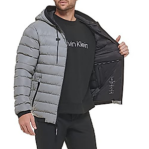 Calvin Klein Men's Hooded Super Shine Puffer Jacket, Reflective, Small