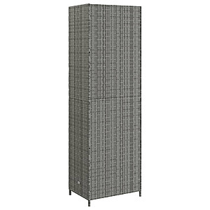 loibinfen Poly Rattan Garden Storage Cabinet, Patio Storage Cabinet, Outdoor Patio Wicker Storage Unit for Outdoor Cushions, Pool Tools and Garden Tools, Gray 23.2"x15.7"x70.9" Poly Rattan