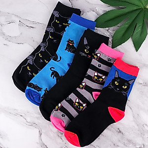 Belloxis Black Cat Socks for Women - Cat Lovers Gifts, Cozy Boot Socks, Cute Slouch Socks for Girls, Comfy Birthday Gifts for Teenage Girls