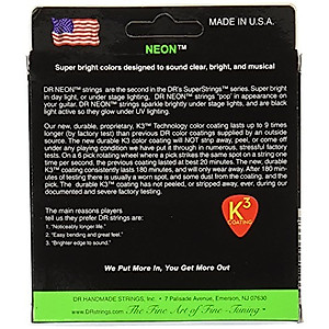 DR Handmade Strings NGE-9 Hi-Def Neon Green Electric Guitar Strings, Light (9-42)
