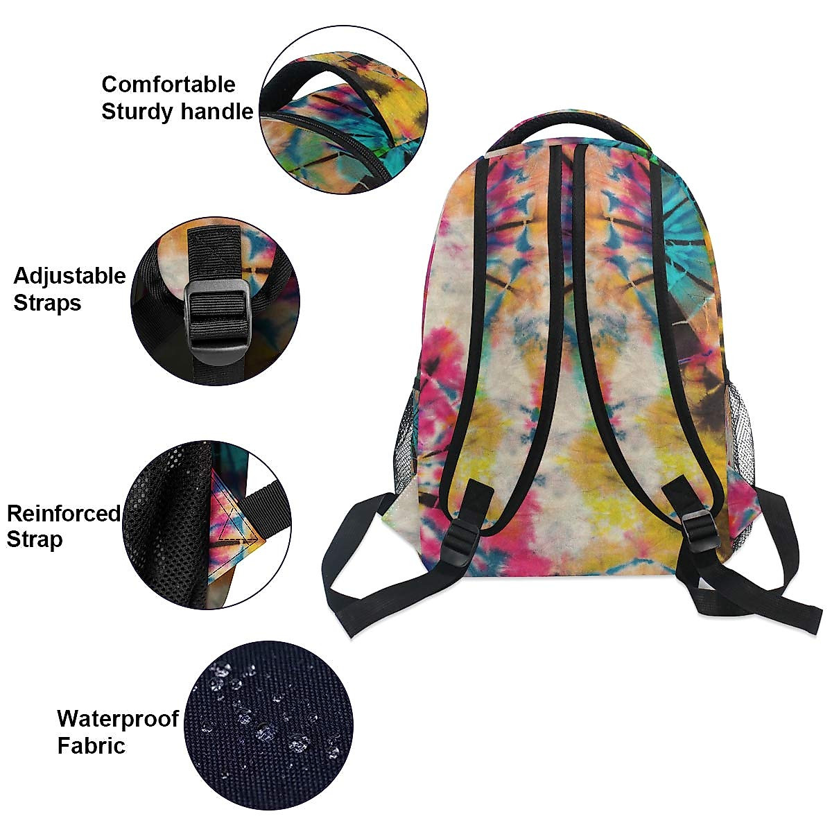ZZKKO Tribal Ethnic Tie Dye Boys Girls School Computer Backpacks Book Bag Travel Hiking Camping Daypack