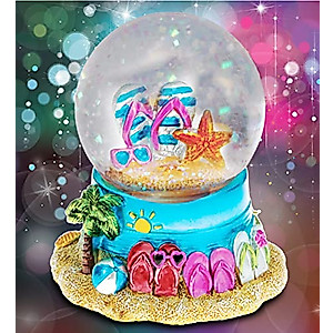 CoTa Global Cool Summer Beach Sandals Snow Globe - Water Globe Figurine with Sparkling Glitter, Collectible Novelty Ornament for Home Decor, for Birthdays, Holiday and Valentine's - 65mm