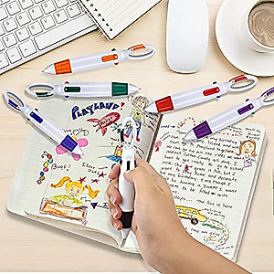 Abaokai 4 Pack 1.0 mm 4-in-1 Shuttle Pens Retractable with Carabiner Keychain On Top, 4-Color Retractable Multicolor Ballpoint Pens for Office School Supplies Students Children Gift