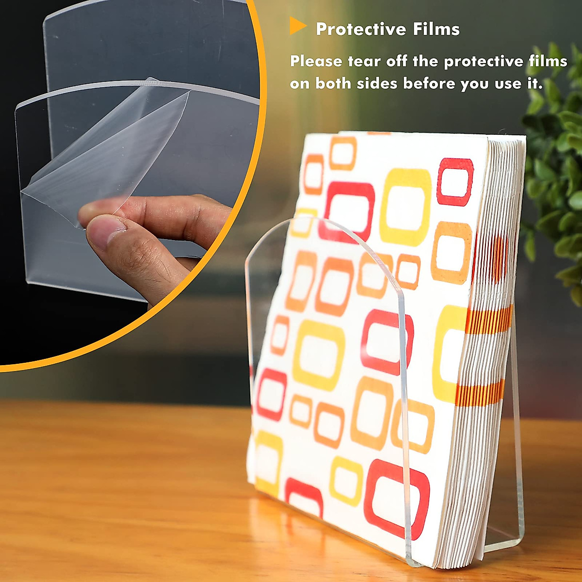 Kamehame 2Pcs Acrylic Napkin Holders for Tables Clear Napkin Dispenser Vertical Freestanding Napkin Stand