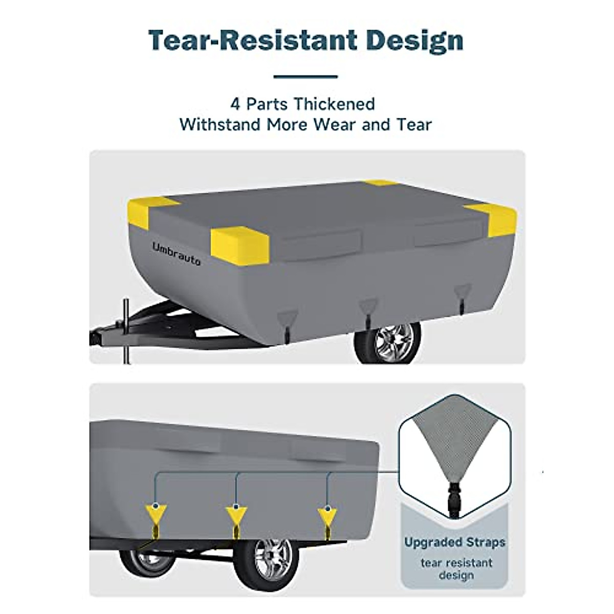 Tent Trailer Cover Umbrauto 2023 Upgraded 7 Layers Top Pop Up Camper Covers Waterproof Extra Thick Polypropylene Breathable Ripstop Anti-UV Pop Up Folding Trailer Cover Fits 10' - 12' Trailers