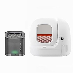 PETKIT PuraMax Cat Litter Box with 1.85L Pet Cat Water Fountain(Black), Self-Cleaning Cat Litter Box with Large Capacity fr Multiple Cats