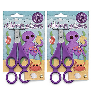 Ashton and Wright - Children's Double Hole Training Scissors - Purple - Right Handed - Pack of 2