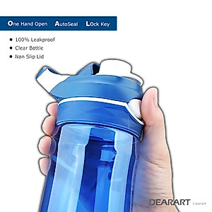 DEARART 26oz Blue Water Bottles With TRITAN, BPA FREE, Leakproof and One Hand Operation, Drink Quickly