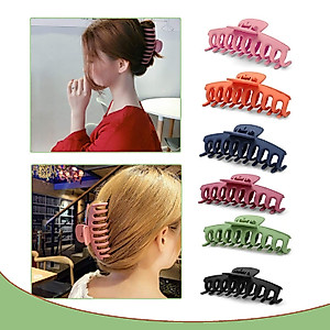 4 pcs Large Hair Claw Clips for Thick Hair - Matte Plastic Butterfly Hair Clips Strong Hold for Women and Girls French Curly Hair (Pink+Rose)