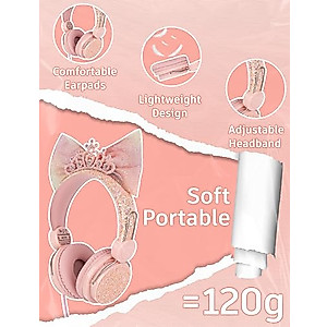 charlxee 𝟐𝟎𝟐𝟑 𝐍𝐞𝐰 Priness Wired Kids Headphones for School/Travel,Clear Mic,Shareport,95dB Volume Control,Nylon Cable,Stereo Sound,Adjustable Over Ear Headsets for Girls -Pink