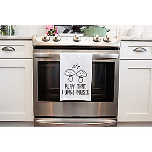 Handmade Funny Kitchen Towel - 100% Cotton Funny Hand Towel for Music Lovers - 28x28 Inch Perfect for Chef Housewarming Christmas Mother's Day Birthday Gift (Play That Fungi Music)