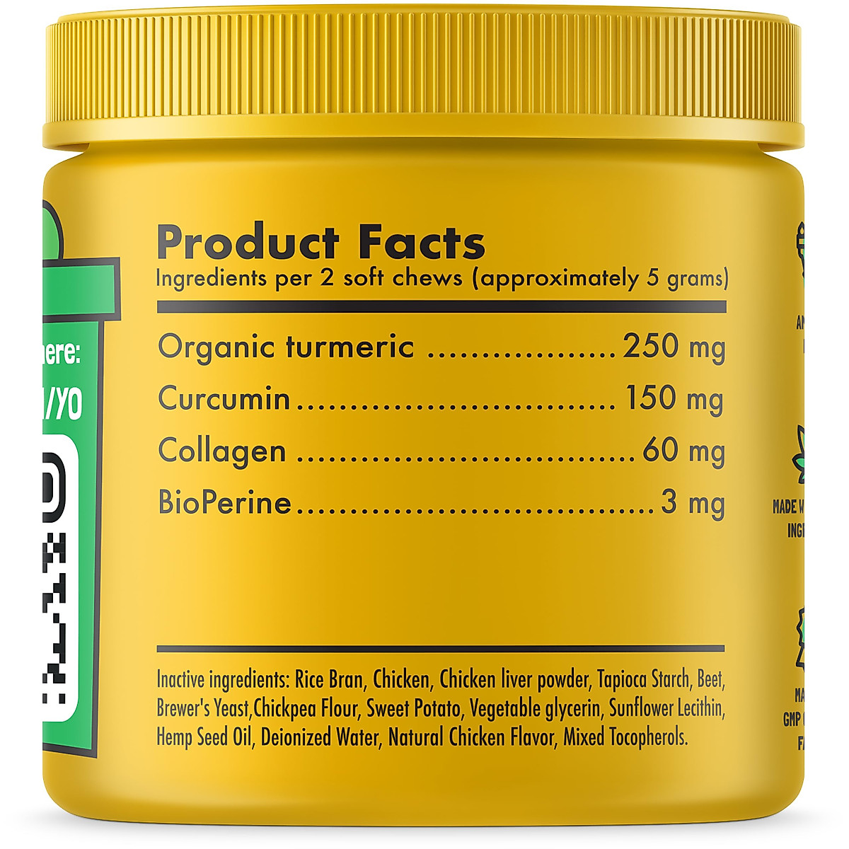 Turmeric Curcumin Hip & Joint Dogs Supplement Anti-Inflammatory Support 120 Chews and Probiotics for Dogs Natural Digestive Enzymes Prebiotics for Allergy 120 Chews