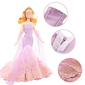 BARWA Pink Wedding Dress Evening Party Princess Pink Gown Dress for 11.5 Inch Girl Doll Xmas Gift