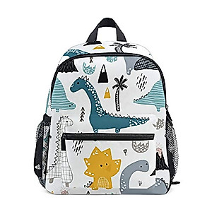 Cute Kid's Toddler Backpack Dinosaur Schoolbag for Boys Girls,Kindergarten Children Bag Preschool Nursery Travel Bag with Chest Clip((Dino Scandinavian Style))