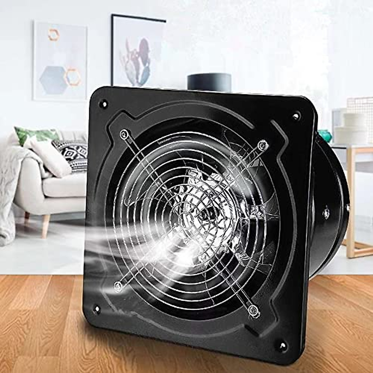 RLOZUI Exhaust Fan, 8 Inch 500 CFM Wall Mounted Vent Fans,Exhaust Shutter Fan for Bathroom Attic Kitchen Window Basement 110V 80W (8 inch, Black)